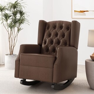 Button Tufted Rocking Chair Wingback Design for Living Room or Bedroom ...