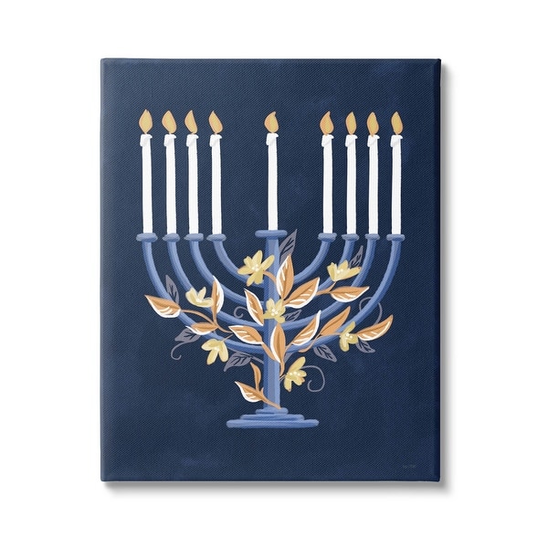 Stupell Traditional Floral Hanukkah Menorah Canvas Wall Art by House ...