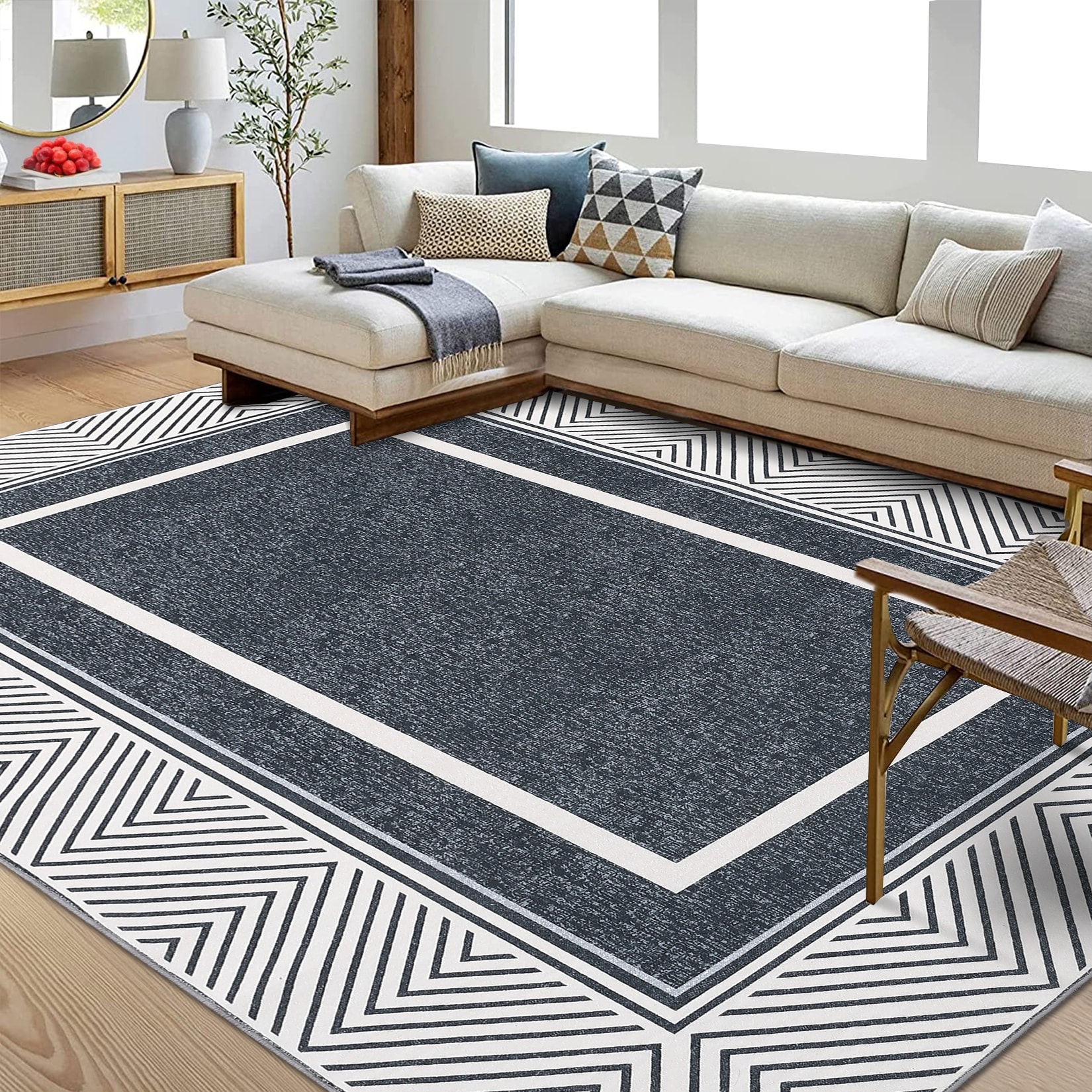 Whizmax Living Room Rug Modern Border Design Rug Bedroom Rug - On Sale ...