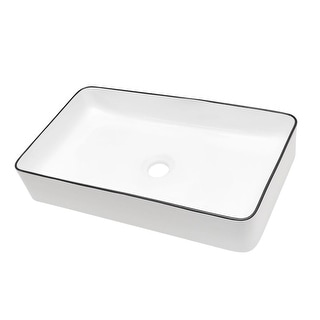 Kichae 24 Inch Glossy White Rectangle Ceramic Sink with Black Trim - 24 ...