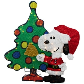 32" LED Peanuts Snoopy Christmas Tree Outdoor Decoration Clear Lights ...