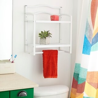 Household Essentials 2-Shelf Hanging Metal Mesh Wall Rack, White - Bed ...