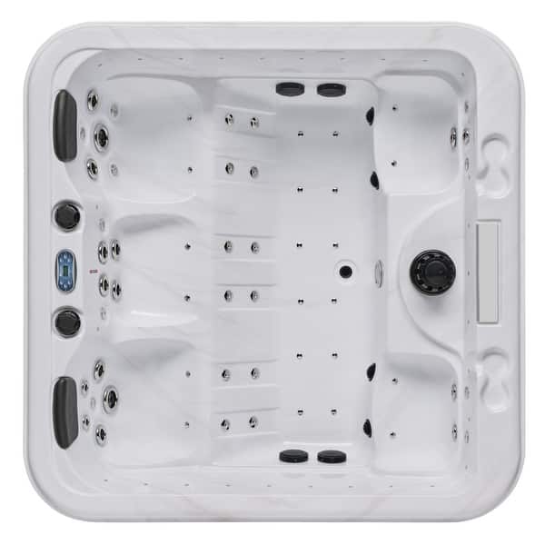 Luxury Spas Social 5 Person Standard 220V 60 Jet Spa with Waterfall ...