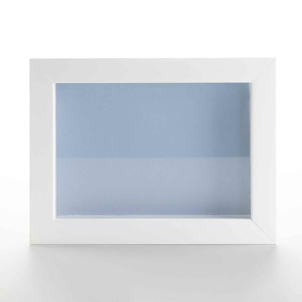 White 24x36 Wood Shadow Box with Blue Acid-Free Backing - With 11/16 ...