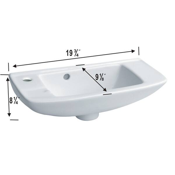 White Ceramic Wall Mount Bathroom Sink West Edgewood 20" with Overflow ...
