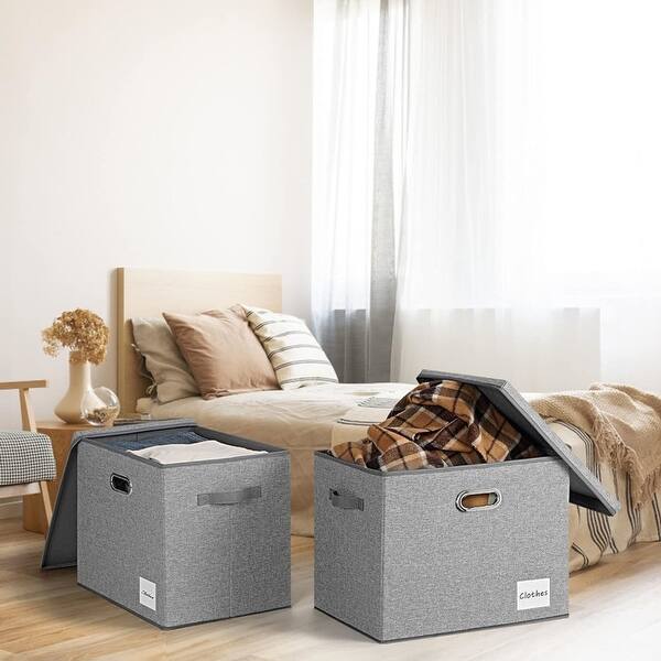 Extra Large Storage Bins with Lids (Grey 2-Pack) - Bed Bath & Beyond ...
