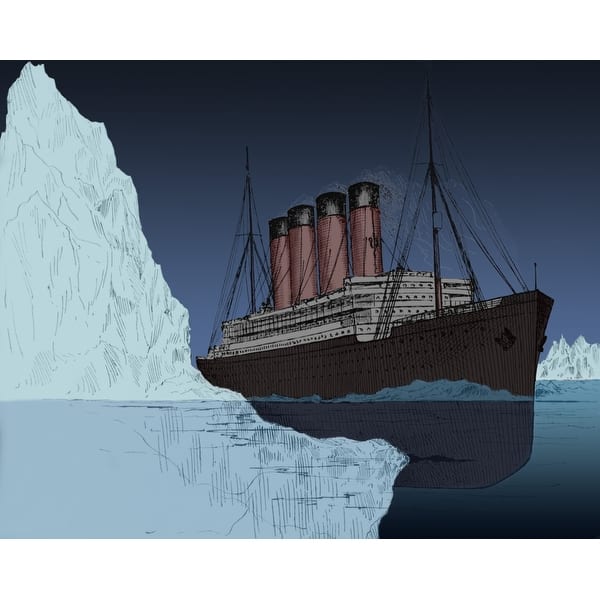 Iceberg Tearing A Long Gash In Hull Of The Ocean Liner Titanic April 14 ...