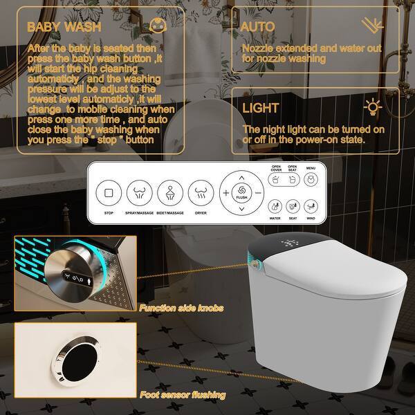 High-Tech Home Bidet System w/Warm Air Dryer and Silent Closing Seat ...