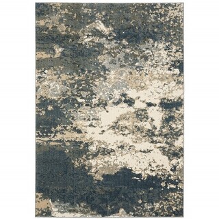 HomeRoots 10' X 13' Beige Blue And Sage Abstract Power Loom Stain ...