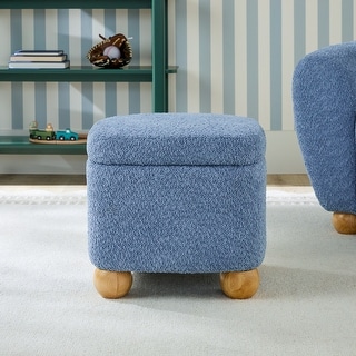 Walker Edison Contemporary Boucle Easy Assembly Small Storage Ottoman ...