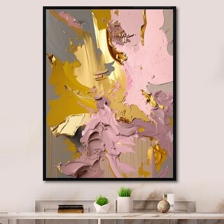 Designart "Retro Pink And Vintage Gold Bliss I" Abstract Collages ...