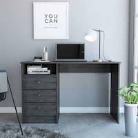 Gray Rectangle MDF Computer Desk with 3 Drawers - Bed Bath & Beyond ...