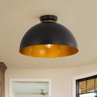 Modern Farmhouse 1-Light Metal Dome Semi Flush Mount 15.7in - Bed Bath ...