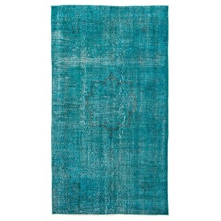 ECARPETGALLERY Hand-knotted Color Transition Turquoise Wool Rug - 4'9 x ...