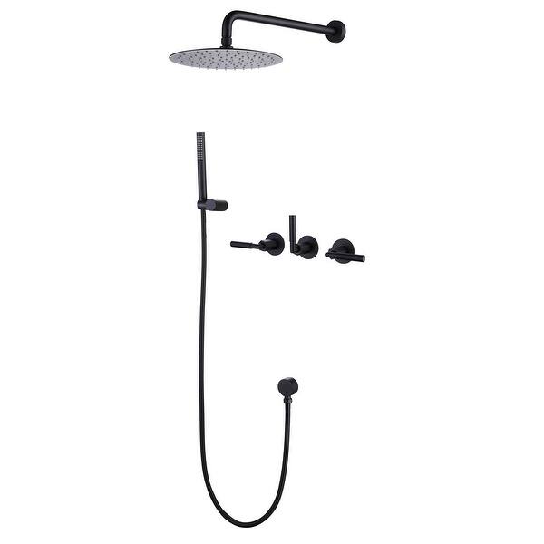ZEAFIVE Shower System Black Wall Mounted Stainless Steel Rain Shower ...