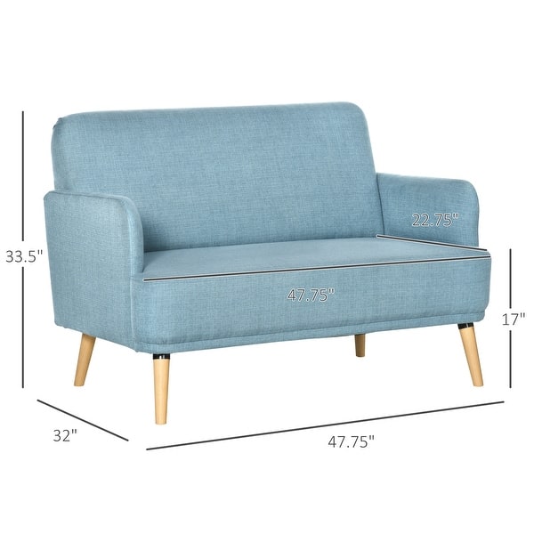 HOMCOM 48" Loveseat Sofa for Bedroom, Upholstered Love Seats Furniture ...