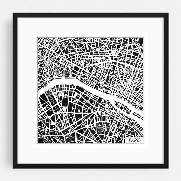 Paris Map Black Maps Black White City Transportation Art Print/Poster ...