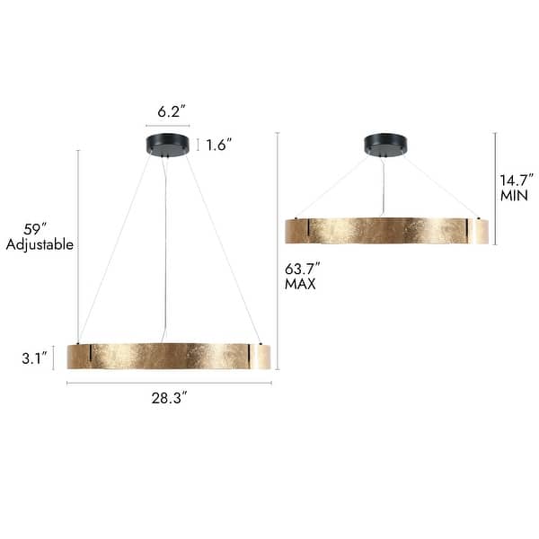 Modern Glam 1-Light Goldleaf Circular Chandelier Wheel Drum Integrated ...