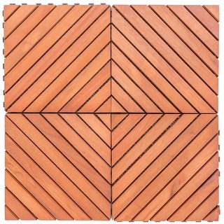 Patio 12-Diagonal Slat Eucalyptus Snapping Deck Tile,Set of 10 - Bed ...
