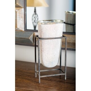 Rustic 16 x 7 Inch Decorative Glass Vase with Iron Stand - Bed Bath ...
