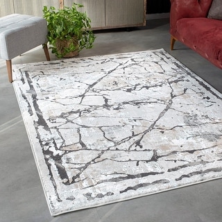 Eclipse Collection Cream/Light Gray Abstract Area Rug - Bed Bath ...