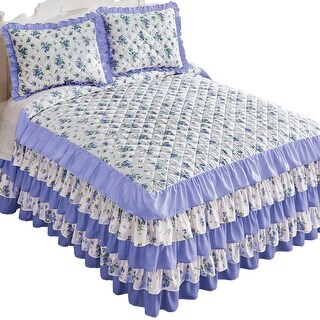 5 Tier Luxurious Rosebud Ruffled Bedspread - Bed Bath & Beyond - 36715445