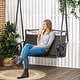 Outsunny 2-Person Wicker Porch Swing for Outside, Hanging Swing Bench with Steel Chains for ...