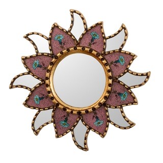 Novica Handmade Mauve Star Reverse-Painted Glass Wall Accent Mirror ...
