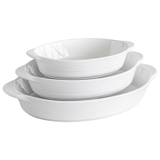 Over and Back Set of 3 White Porcelain Bakers - Bed Bath & Beyond ...