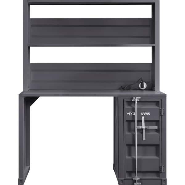 Container Design Metal Writing Desk with Hutch in Gunmetal - Bed Bath ...