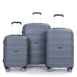 Gray ABS Hard Shell Suitcases Lightweight Travel Luggage Set - Bed Bath ...