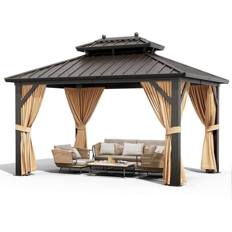 Garvee Outdoor Heavy Duty Galvanized Aluminum Framed Double Roof ...