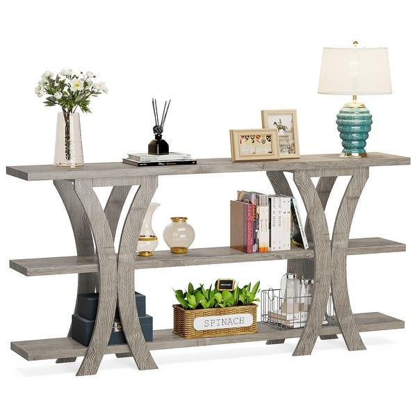 70.8 Inch Narrow Console Table with 3 Tier Shelves - Bed Bath & Beyond ...