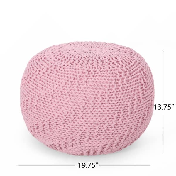 Bordeaux Knitted Cotton Round Pouf, Pink - Bed Bath & Beyond - 40258580