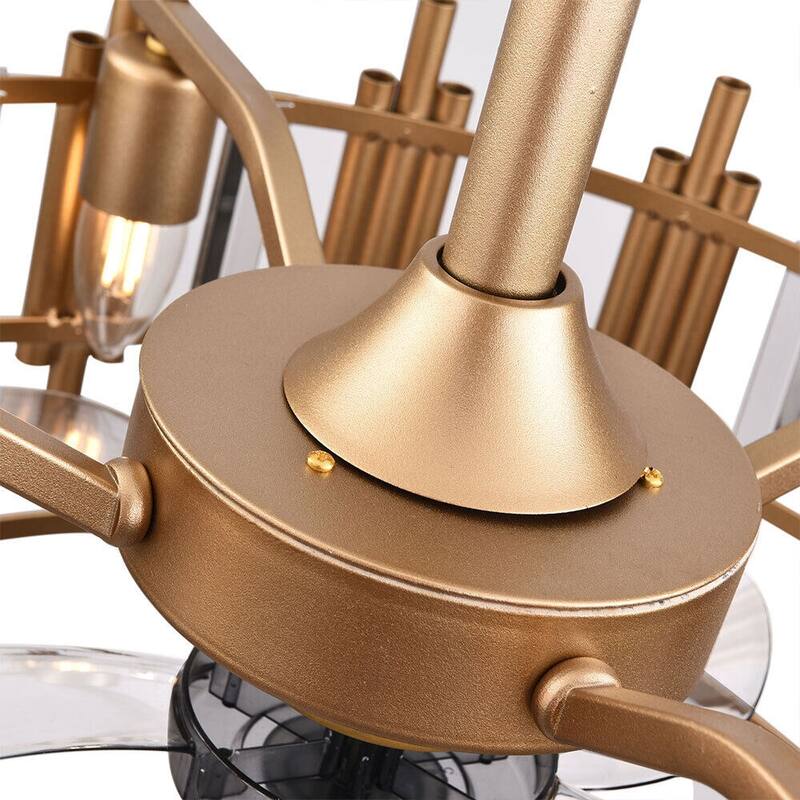 20" Matte Gold Modern Caged Ceiling Fan With Light Invisible Blades ...