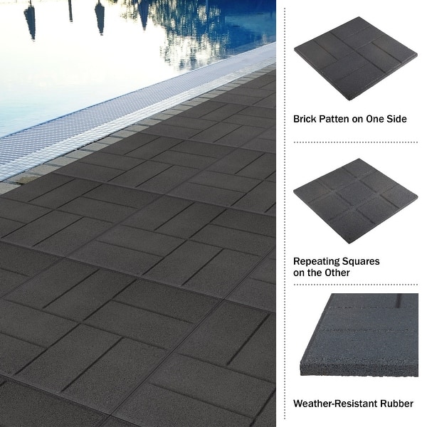 Pure Garden Rubber Deck Tiles 8-Pack - 28SQFT Outdoor Flooring Pavers ...