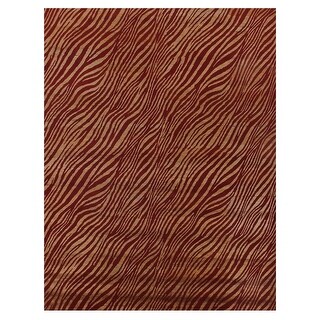 Exquisite Rugs Animal Print Red / Gold New Zealand Wool and Silk Rug (5 ...