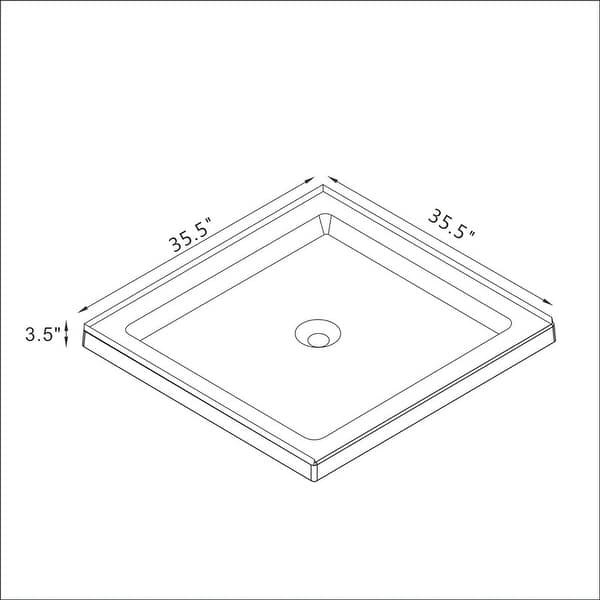 36" x 36" Shower Base Single Threshold Center Drain Shower Pan - Bed ...