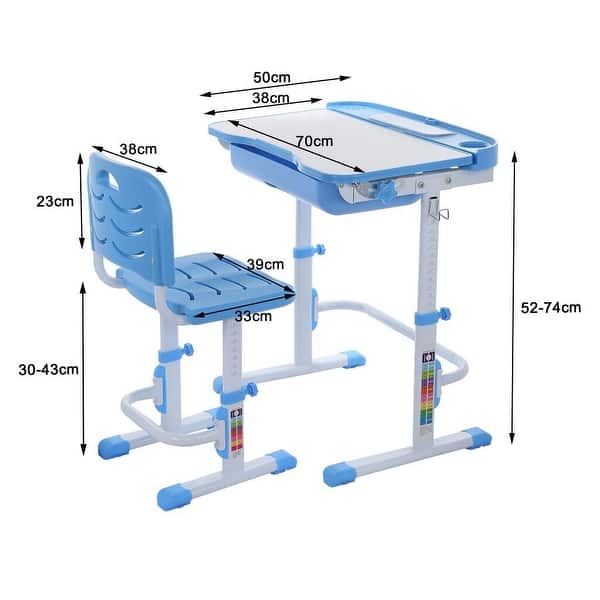 Height Adjustable Study Desk And Chair Set Pull Out Drawer With Tilted ...