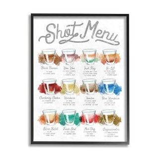 Stupell Cocktail Shot Menu Kitchen Drink Recipes Framed Wall Art - Bed ...