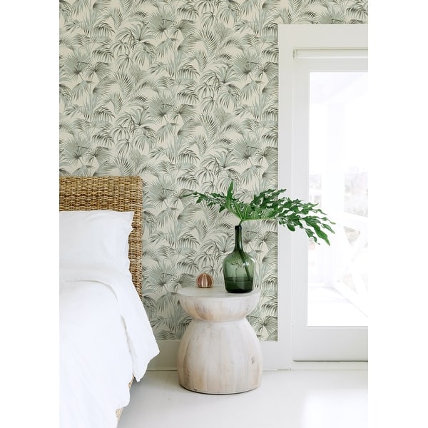 Chesapeake Manaus Aqua Palm Frond Wallpaper - Bed Bath & Beyond - 37559919