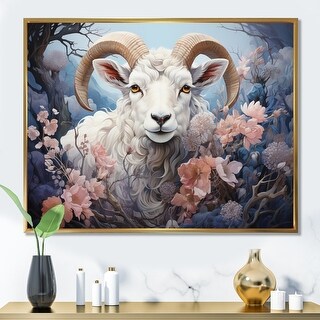 Designart "White White Sheep Ethereal Dreamscapes" Animals Framed Wall ...