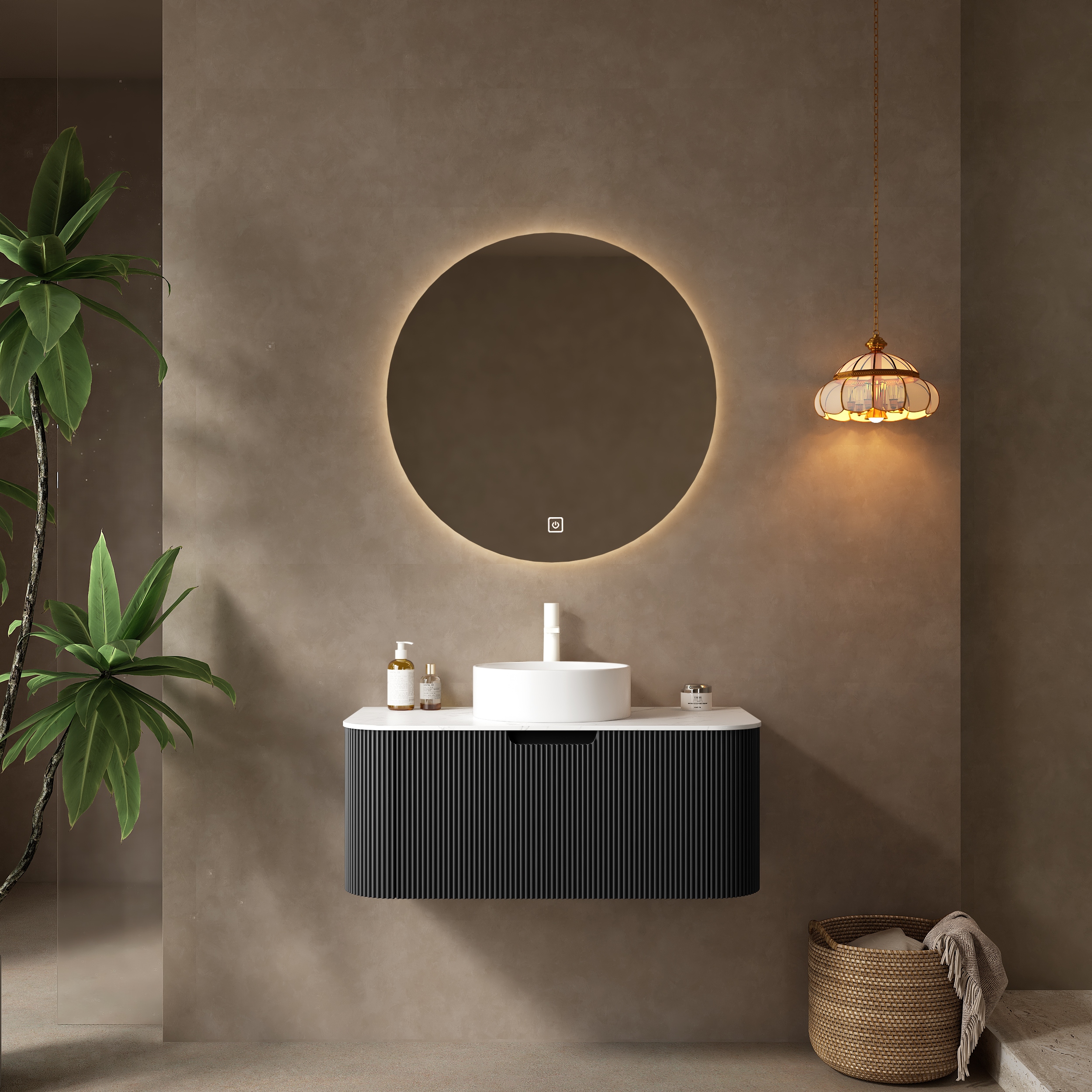 Curved bathroom vanity store