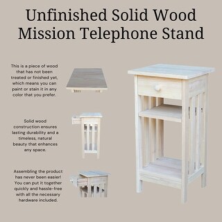 Unfinished Solid Parawood Mission Telephone Stand - Bed Bath & Beyond ...
