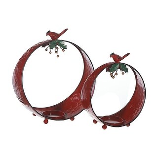 Metal Round Candle Holder With Cardinal Set Of 2 - Red - Bed Bath ...