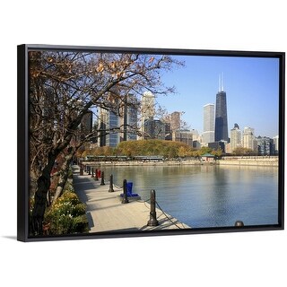 "Chicago Skyline with the Hancock Building, Chicago" Black Float Frame ...