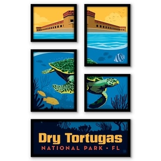 Americanflat Dry Tortugas National Park Sea Turtle 5 Piece Grid Wall ...
