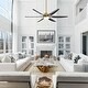 66-in Black and Gold Indoor LED Ceiling Fan with Light Remote (6-Blade) - Bed Bath & Beyond ...