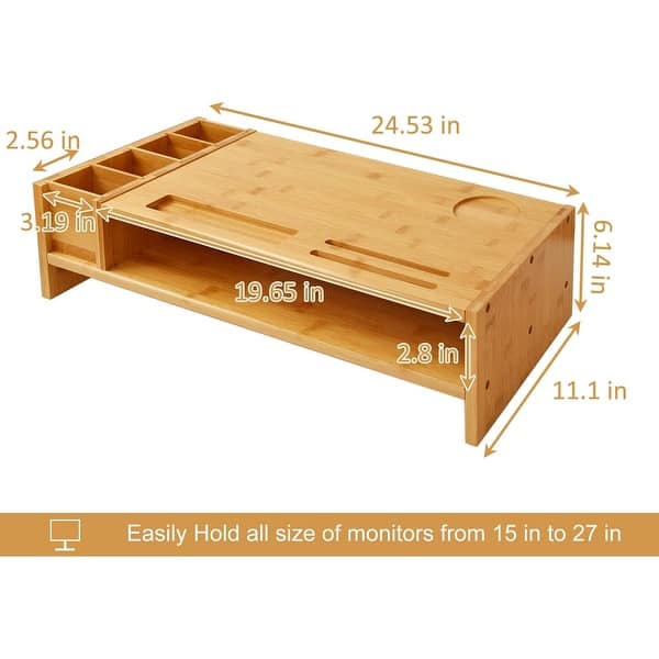 Wood Computer Monitor Stand Desktop Organizer with Drawer - Bed Bath ...