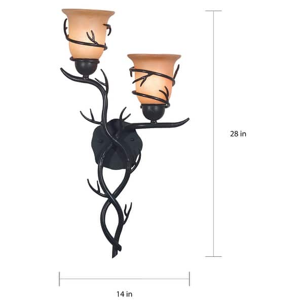 Long Blackened Bronze Finish 2 Light Wall Sconce - Bed Bath & Beyond ...